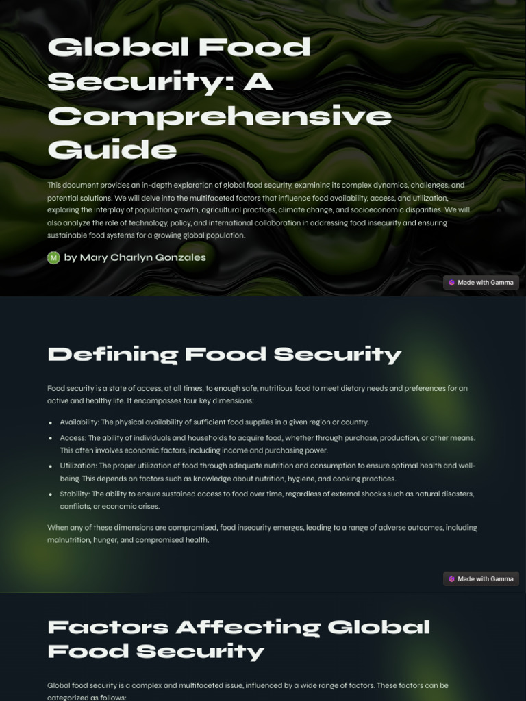 Global Food Security: Challenges & Solutions | PDF | Agriculture ...