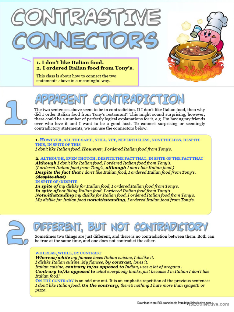 Contrastive Connectors (Grammar Guide) | PDF