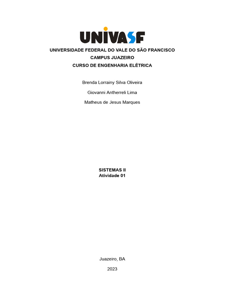 Sistemas Ii-Atv01 | PDF