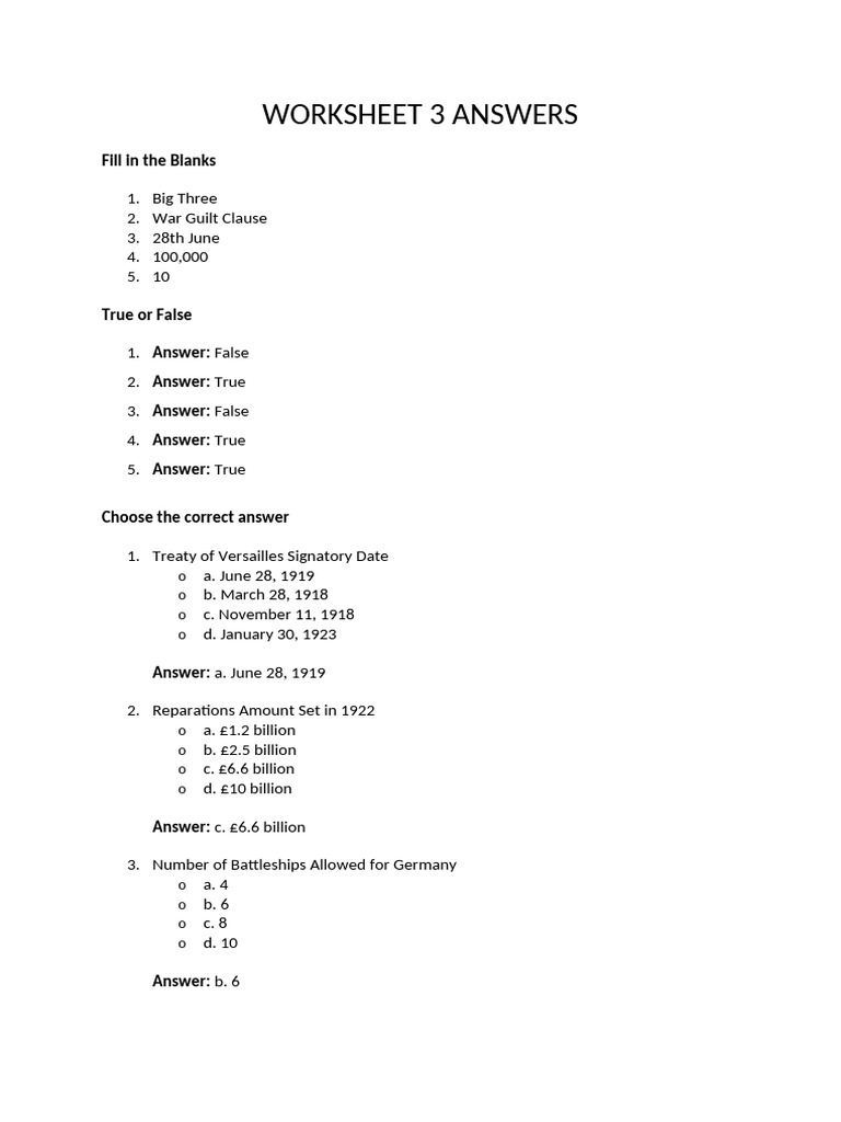 Worksheet 3 Answers | PDF
