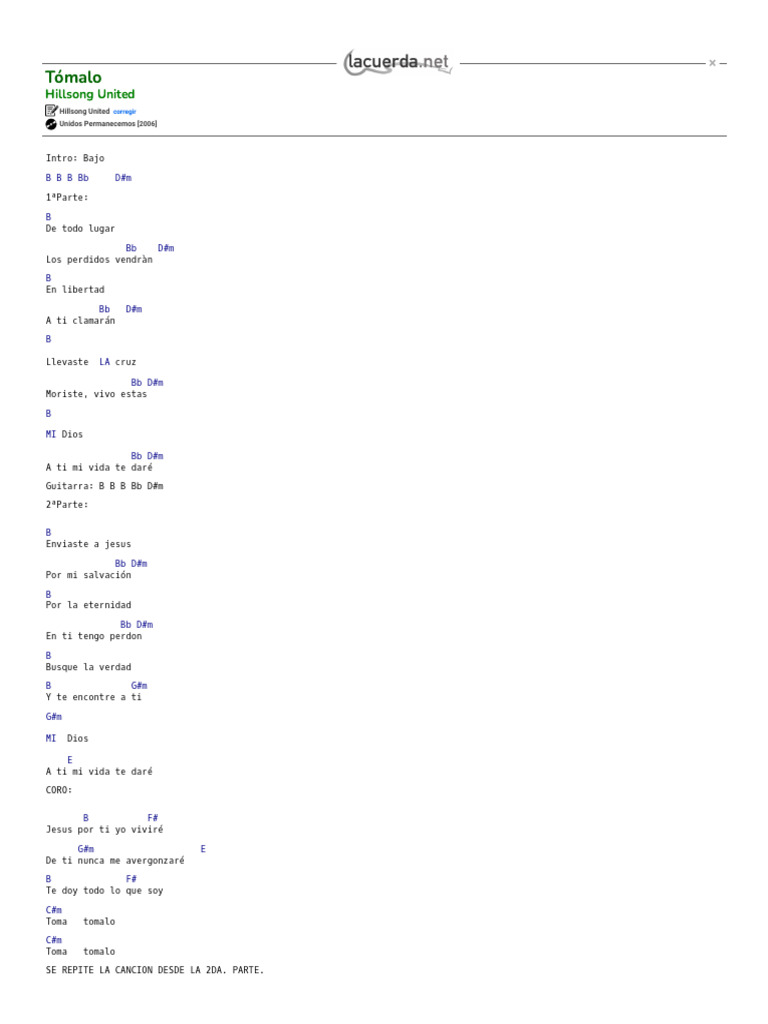TOMALO, Hillsong United - Acordes | PDF