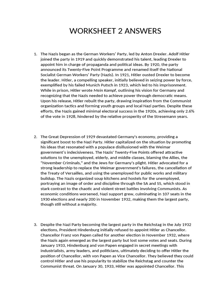 Worksheet 2 Answers | PDF