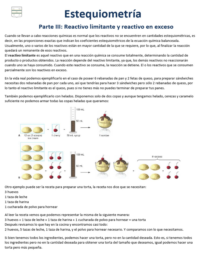Reactivo Limitante y en Exceso | PDF | Estequiometría | Ácido sulfúrico