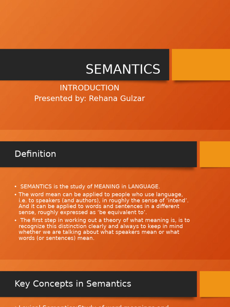 SEMANTICS Introduction Week 1 | PDF
