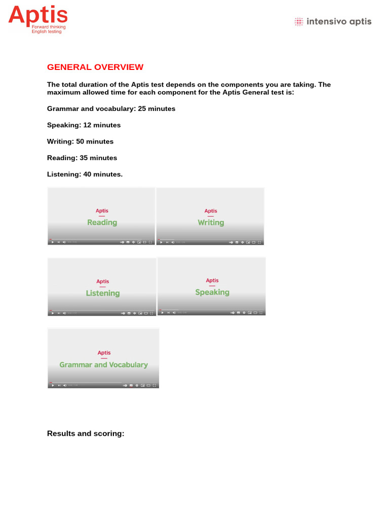 APTIS GENERAL OVERVIEW, Sections and Scoring | PDF