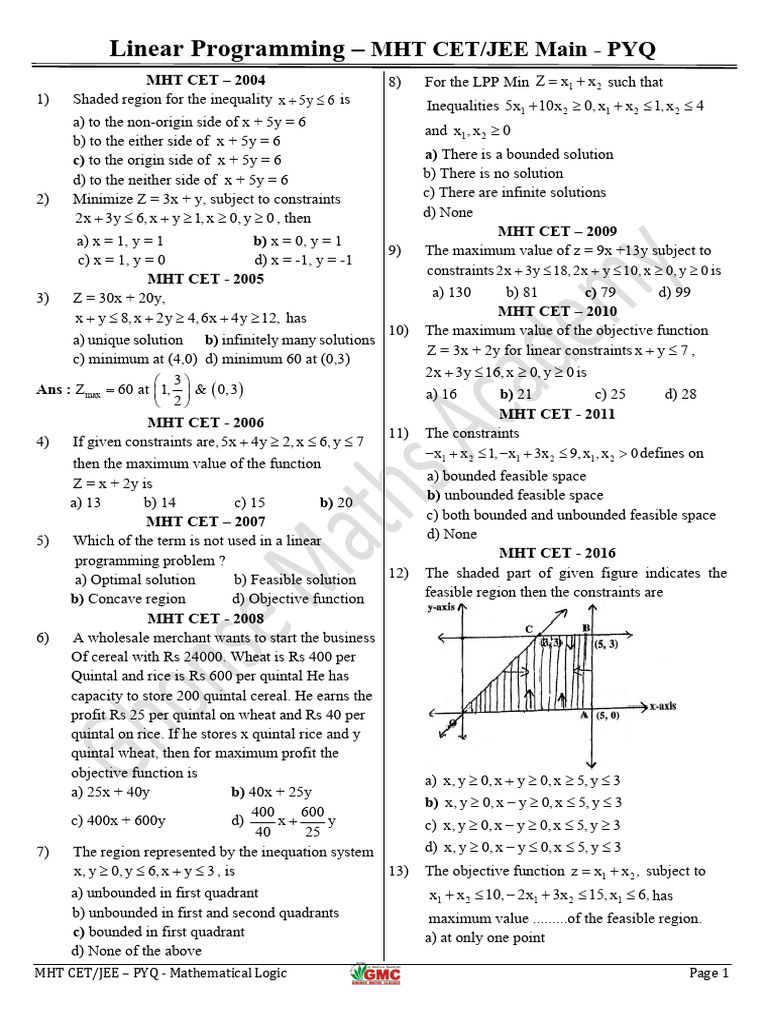 LPP - MHT Cet, Jee Main - Pyq | PDF