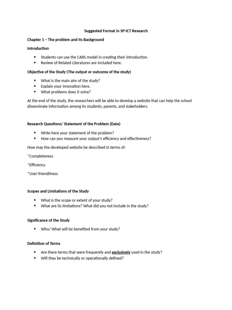 Suggested Format in SP ICT Research | PDF