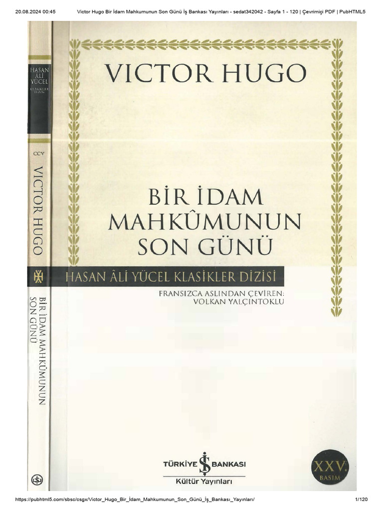 Victor Hugo Bir İdam Mahkumunun Son Günü İş Bankası Yayınları - Sedat342042 - Sayfa 1 - 120 ...
