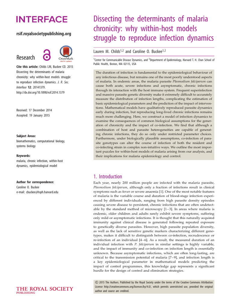 Dissecting The Determinants of Malaria Chronicity Why Within-Host Models Struggle To Reproduce ...