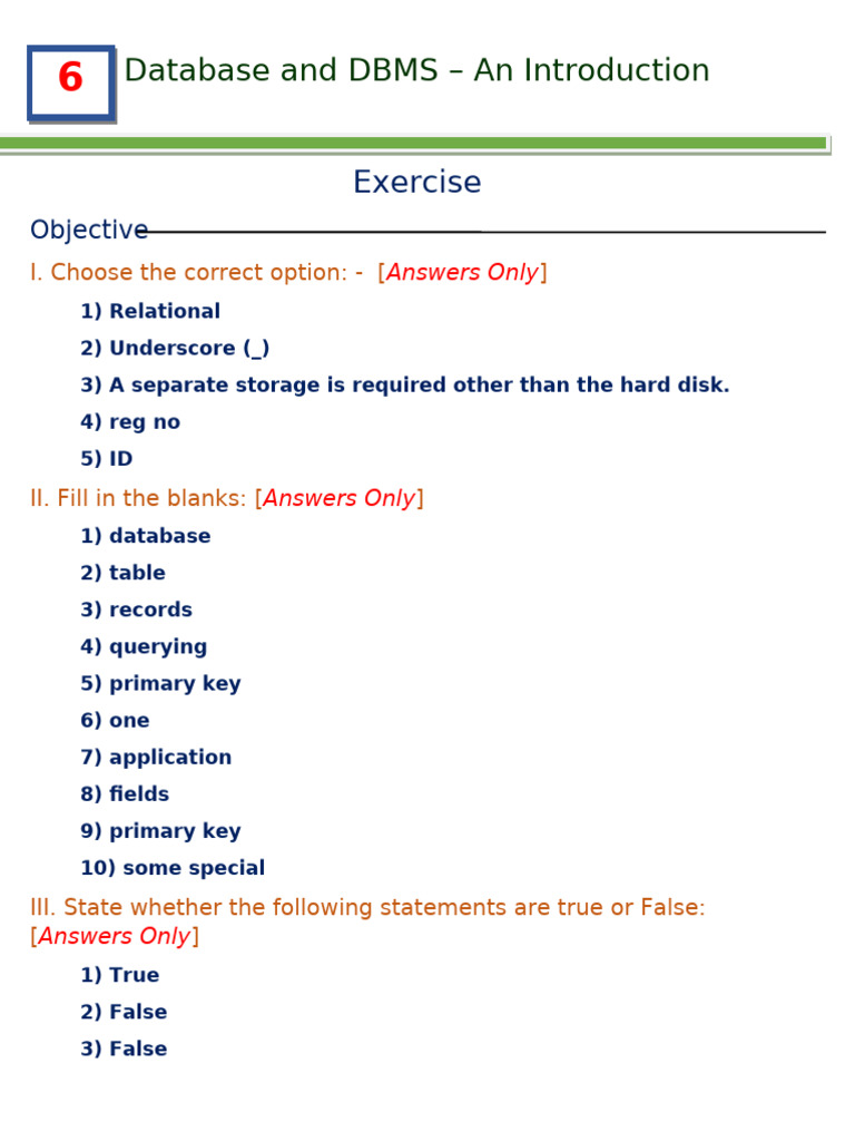 Class VII Computer Chapter - 6 DBMS | PDF