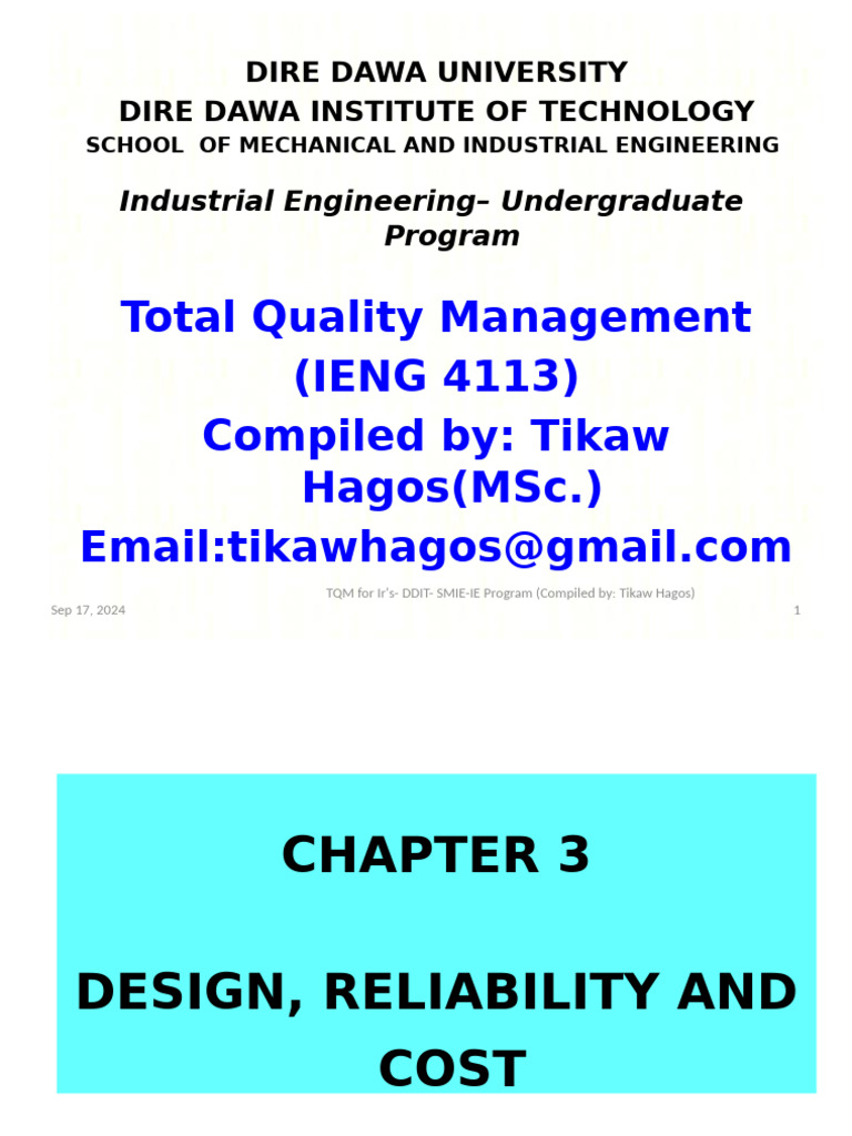 CH 3 DESIGN, RELIABILITY AND COST | PDF