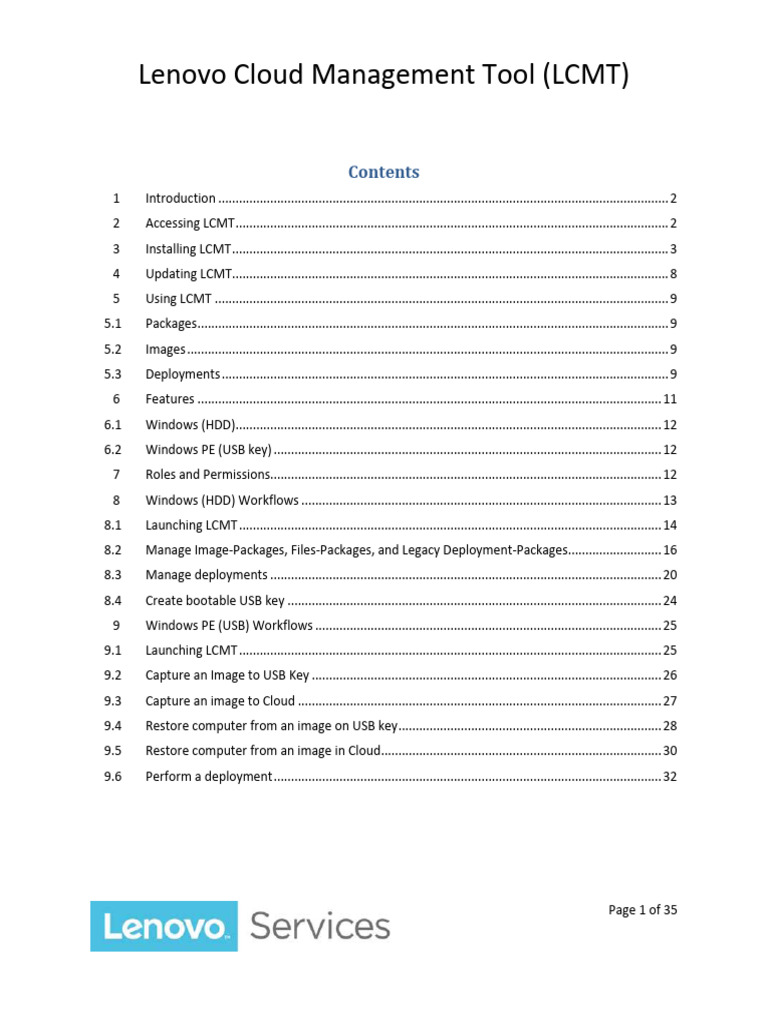 Lenovo Cloud Management Tool (LCMT) (Cloud 1.2) User Guide | PDF