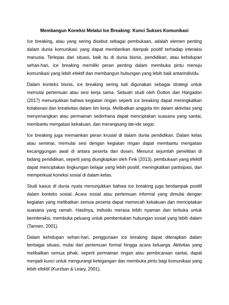 Membangun Koneksi Melalui Ice Breaking | PDF