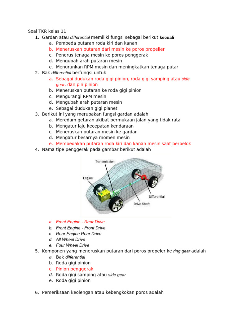 Soal Uas Kejuruan Tkr Kelas 11 V3 Pdf Griya Taman Teknologi