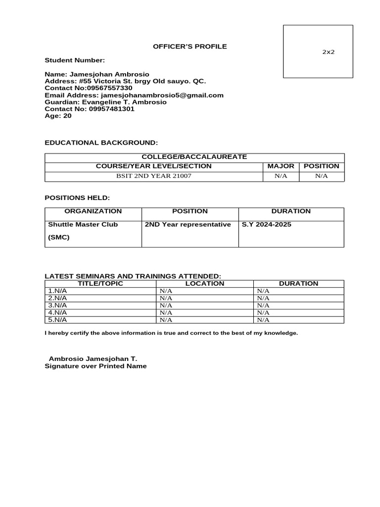 Organization Officers Profile | PDF