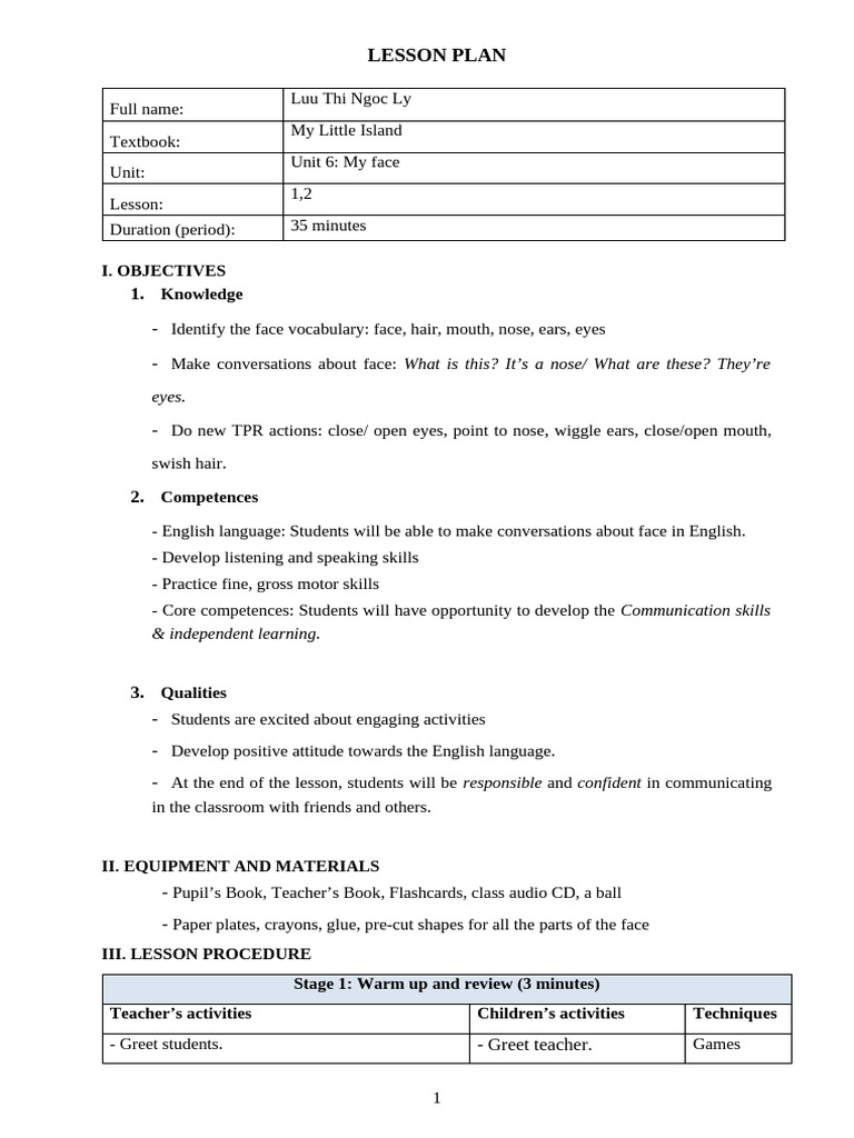 Lesson Plan - End of Term TVYL | PDF