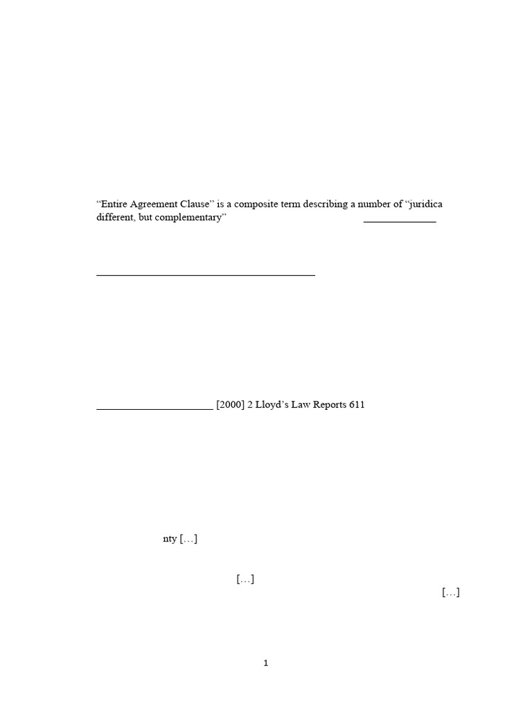 Entire Agreement Clauses and Contractual Estoppel | PDF