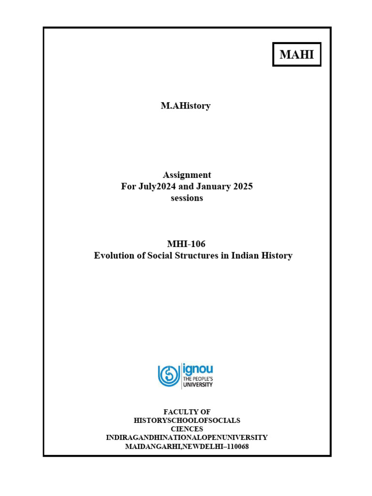 MHI - 106 English Assignment 2024-25 | PDF