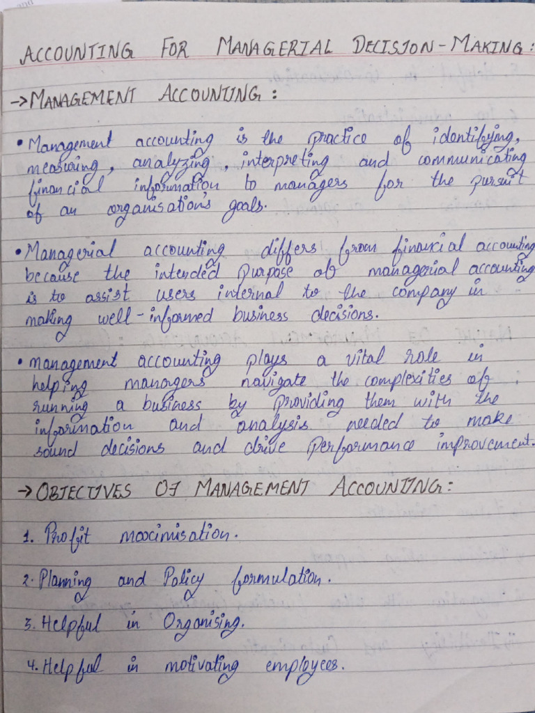 Accounting For Managerial D.M UNIT 1 | PDF