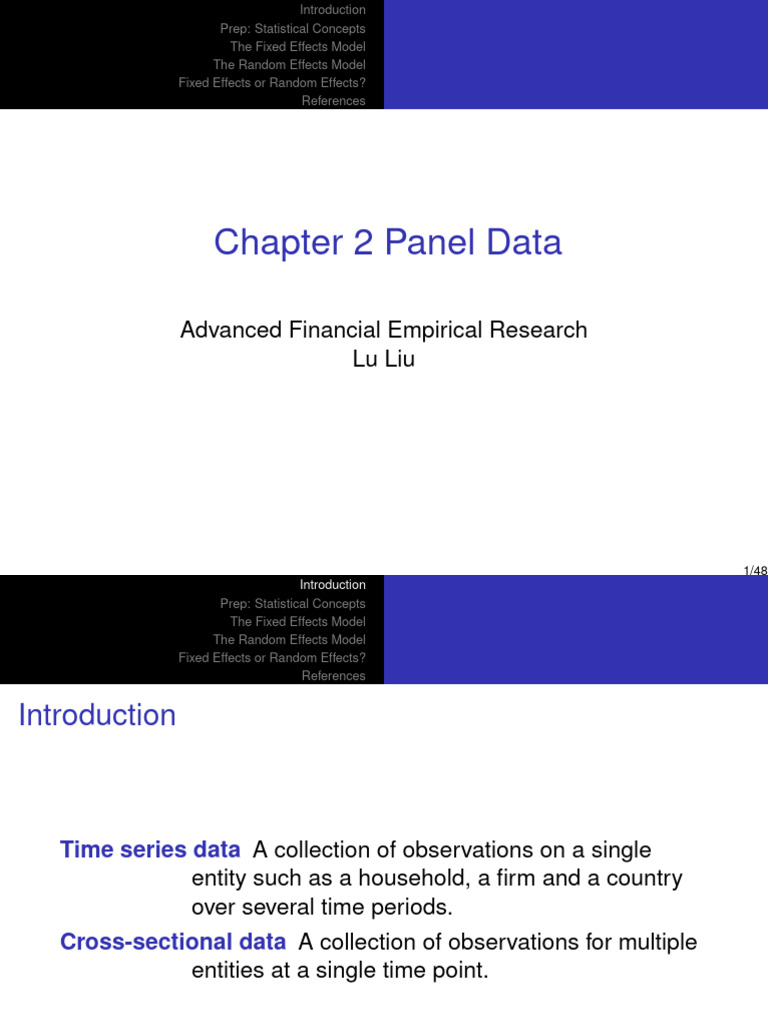 Chapter 2 Slides Handout Pdf Fixed Effects Model Ordinary Least
