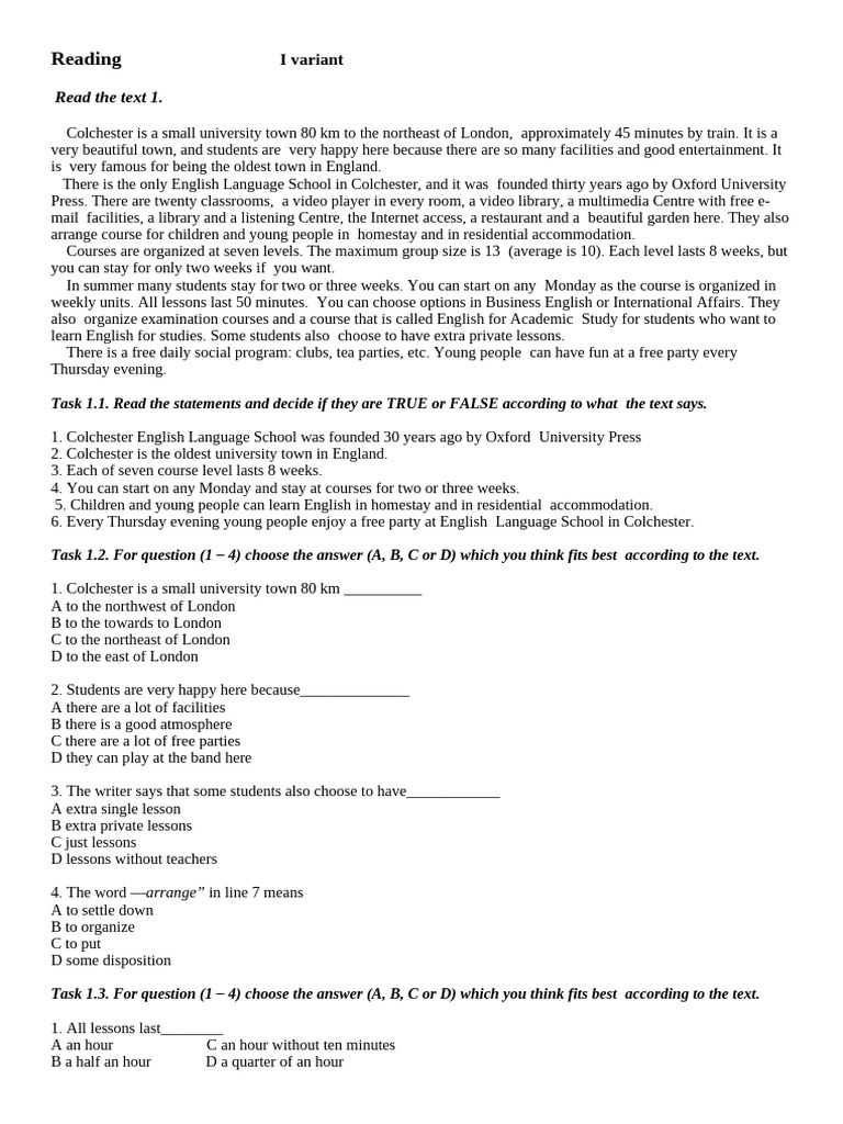 Reading Comprehension 18.12.23 Tasks | PDF