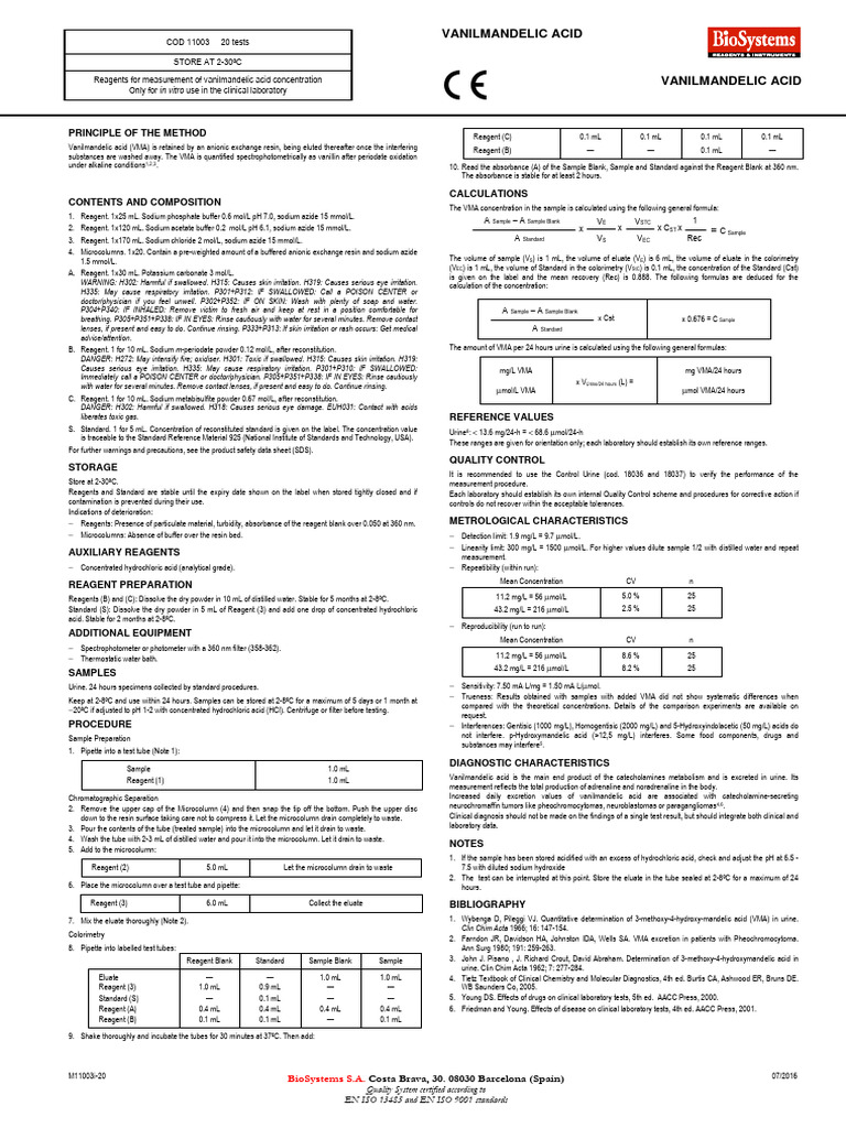 Vanilmandelic Acid | PDF