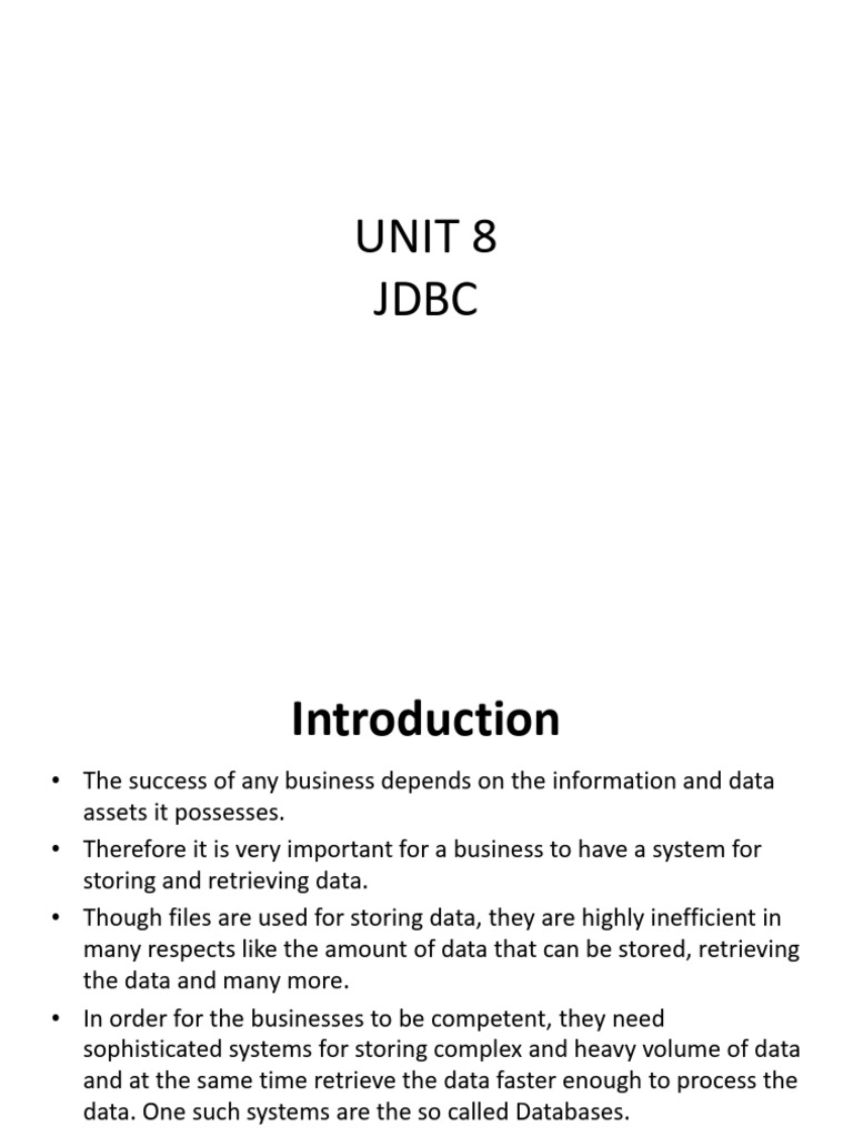 Unit 8 JDBC | PDF