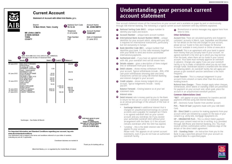 Understanding Your Personal Current Account Statements | PDF