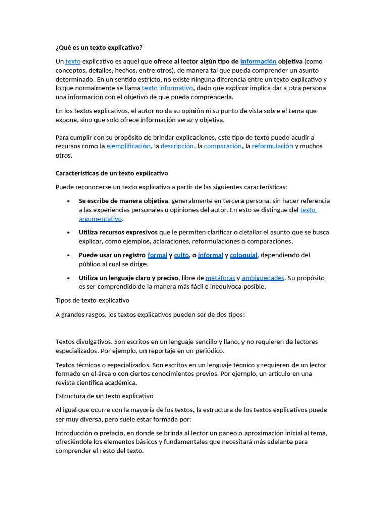 Qué es un texto explicativo | PDF