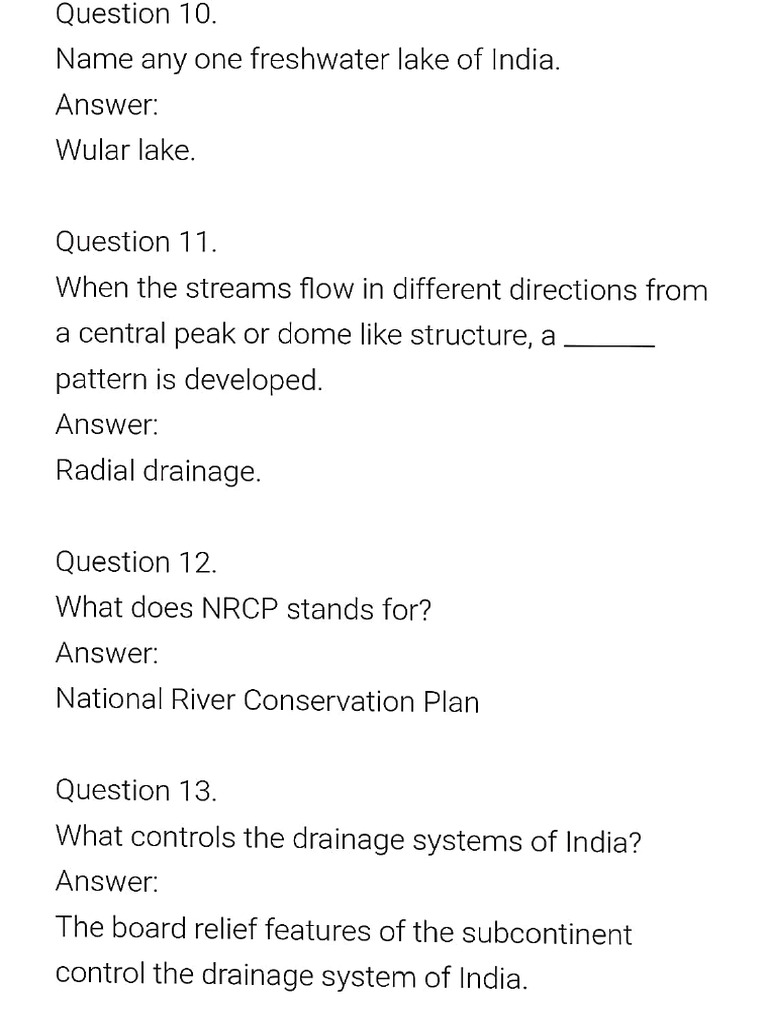 Class 9 Drainage Questions | PDF