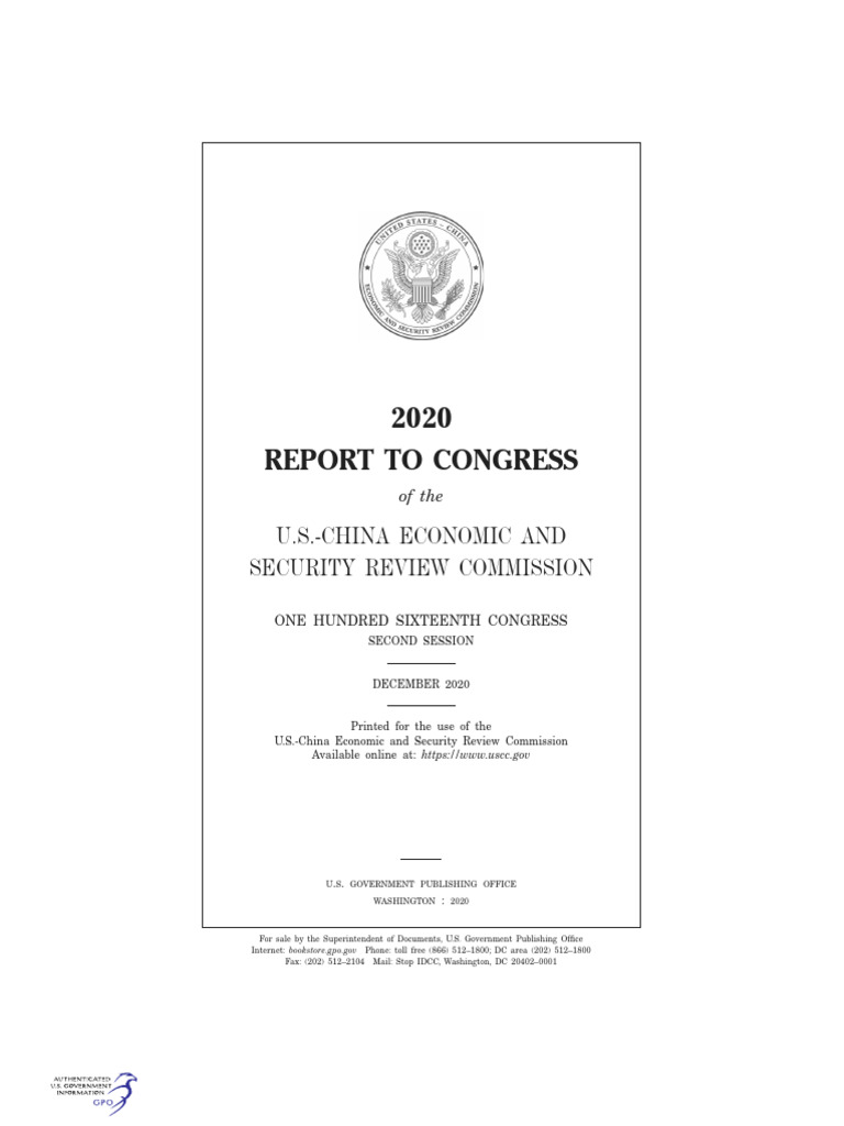 Us China Economic Report - Subversion - Gpo-Uscc-2020-1 | PDF