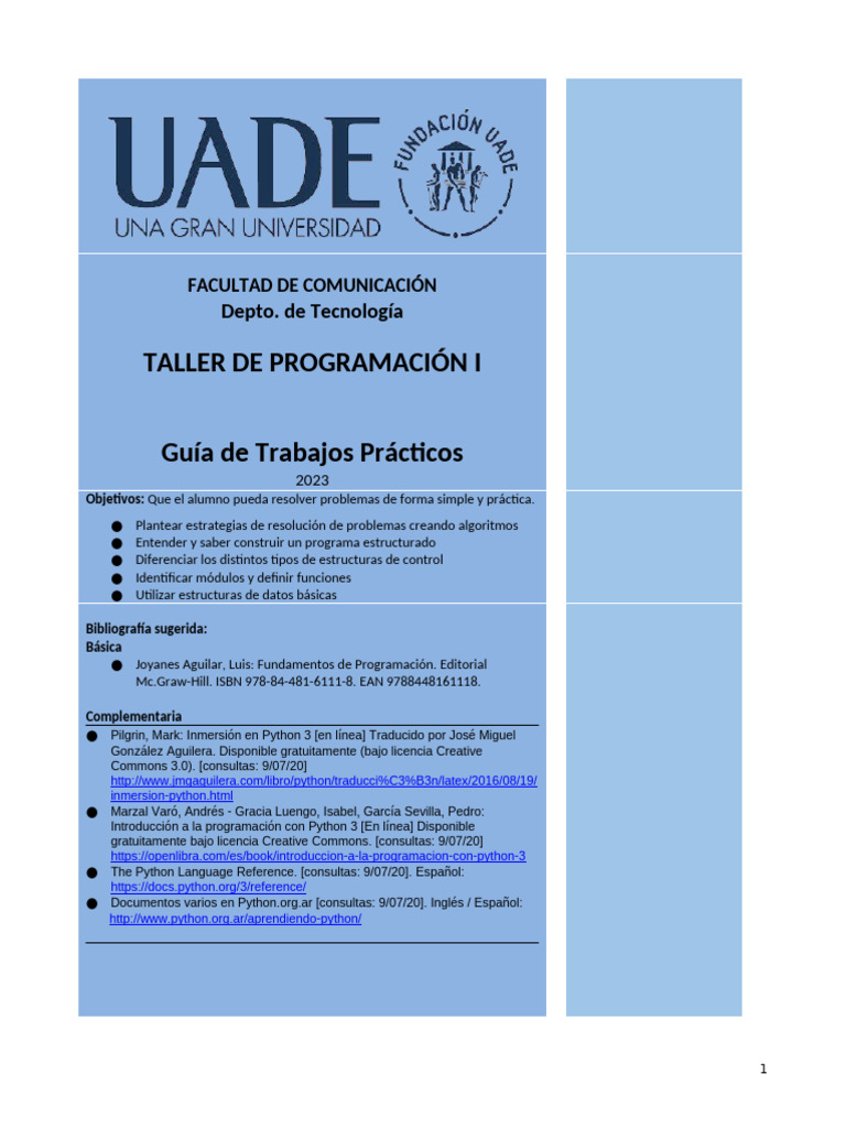 Taller de Programación I - Guia de Trabajos Practicos 2023 | PDF