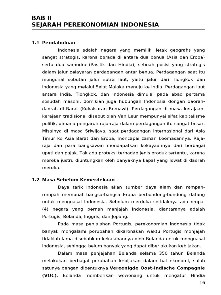 BAB II_SEJARAH PEREKONOMIAN INDONESIA | PDF