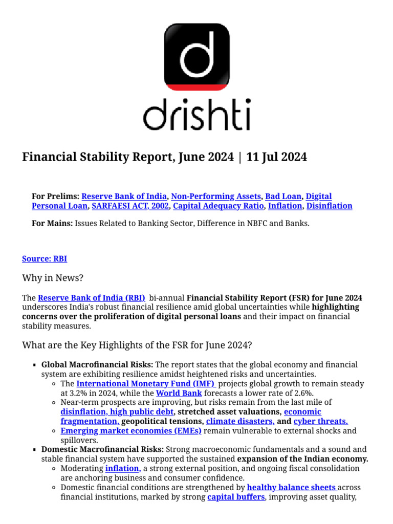 Daily Updates - Daily News Analysis - Financial Stability Report June ...