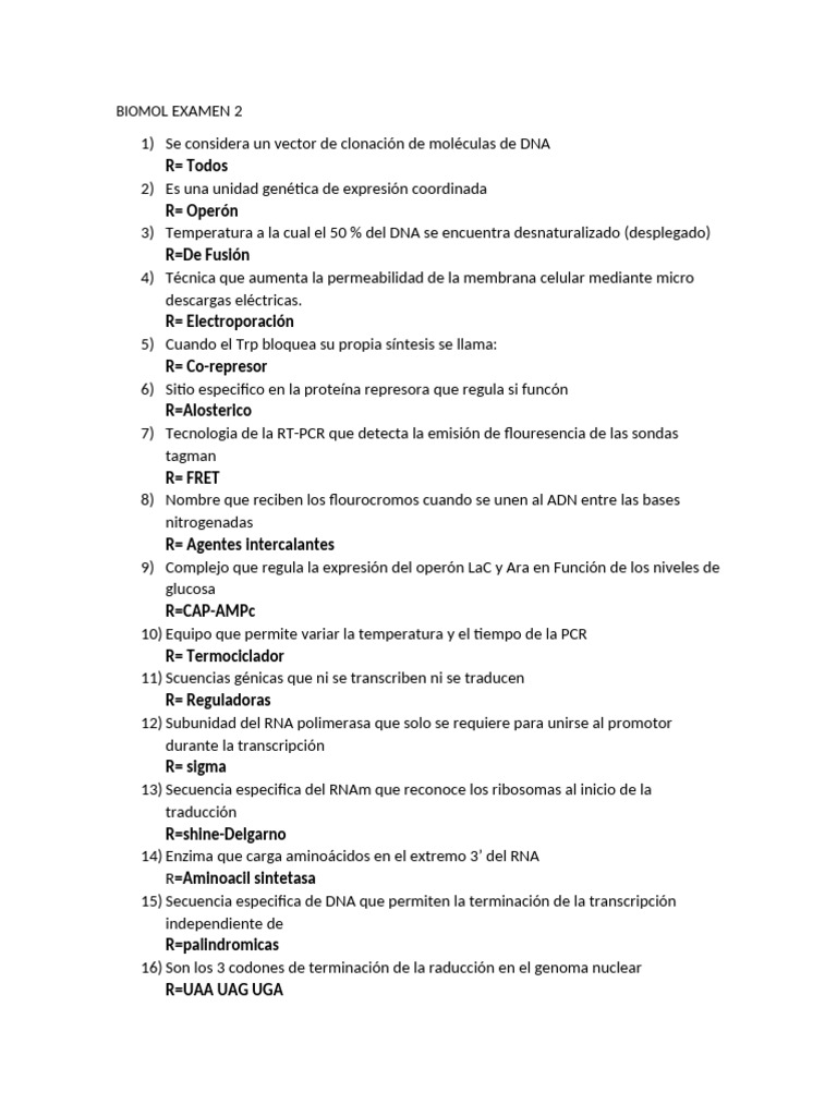 Biomol Examen 2 | PDF