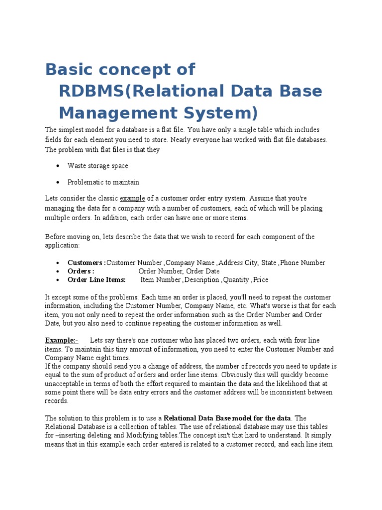 Relational Data Base Management System | PDF | Relational Database | Databases