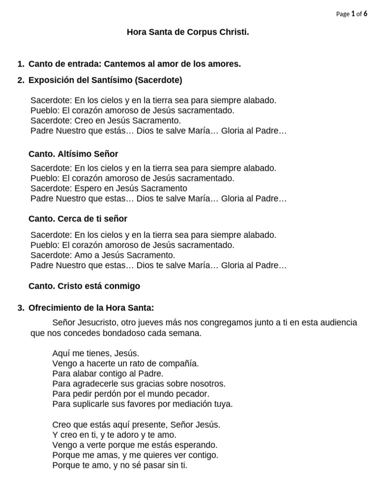 Hora Santa de Corpus Christi | PDF