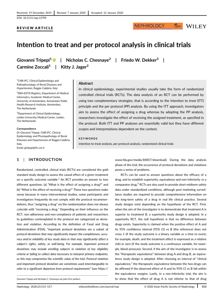 Intention To Treat and Per Protocol Analysis in Clinical Trials | PDF