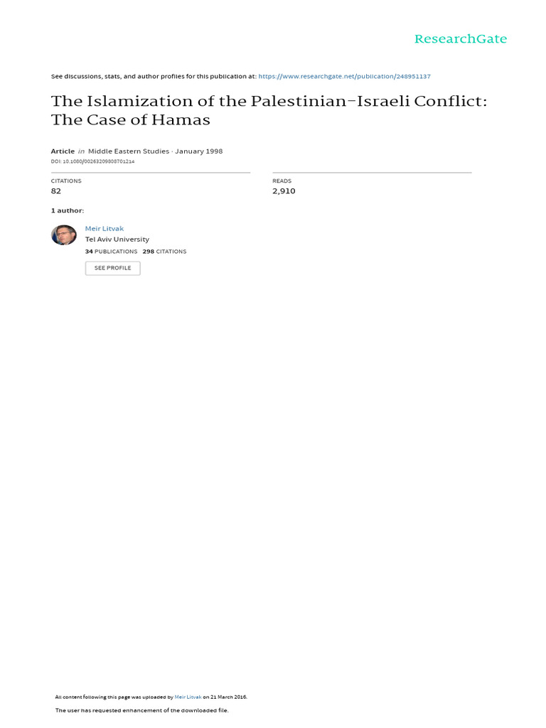 The Islamization of The Palestinian-Israeli Confli | PDF