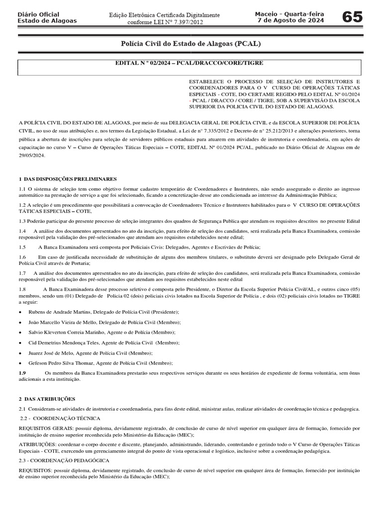 Edital Instrutores COTE | PDF