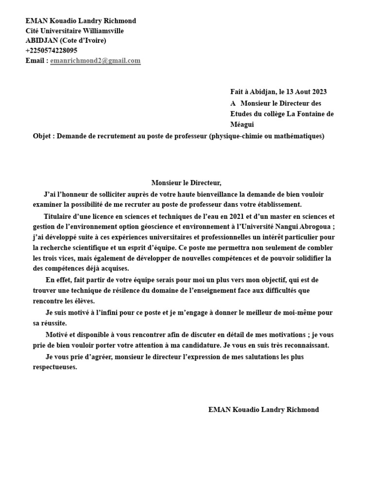 Lettre de Motivation 2 | PDF