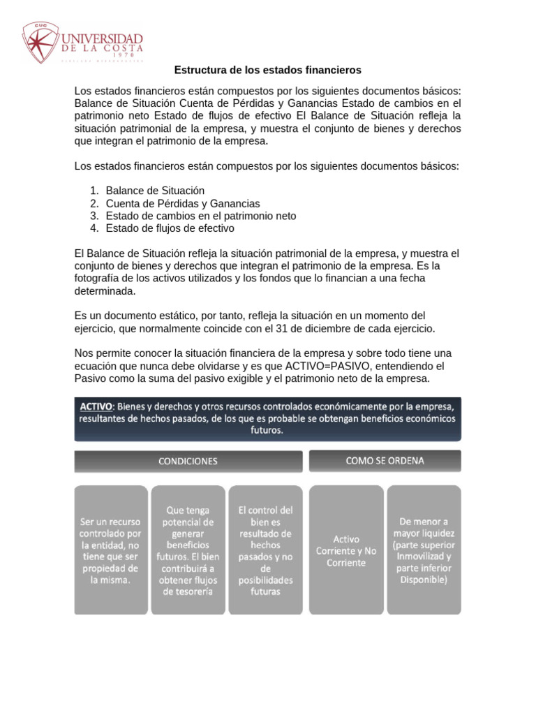 Estructura de Los Estados Financieros | PDF