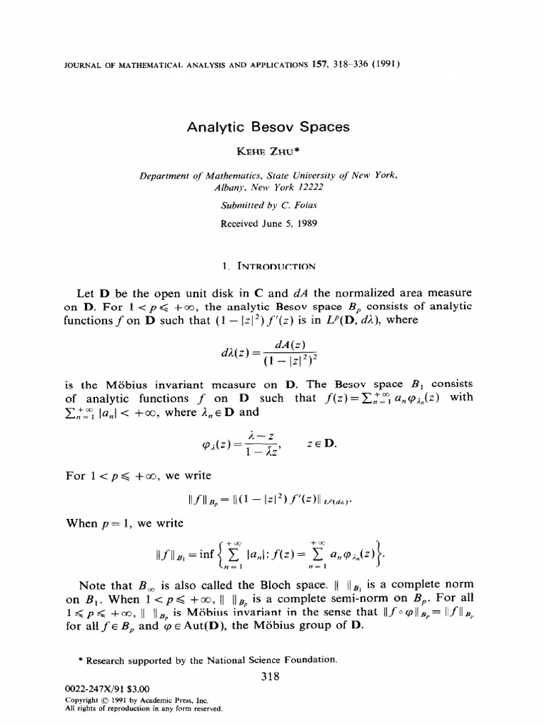 Analytic Besov Spaces | PDF