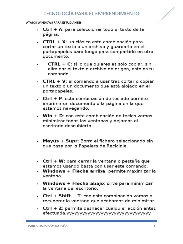 Atajos Windows para Estudiantes | PDF