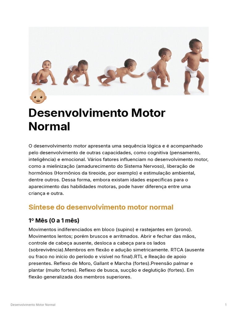 Desenvolvimento Motor Normal | PDF
