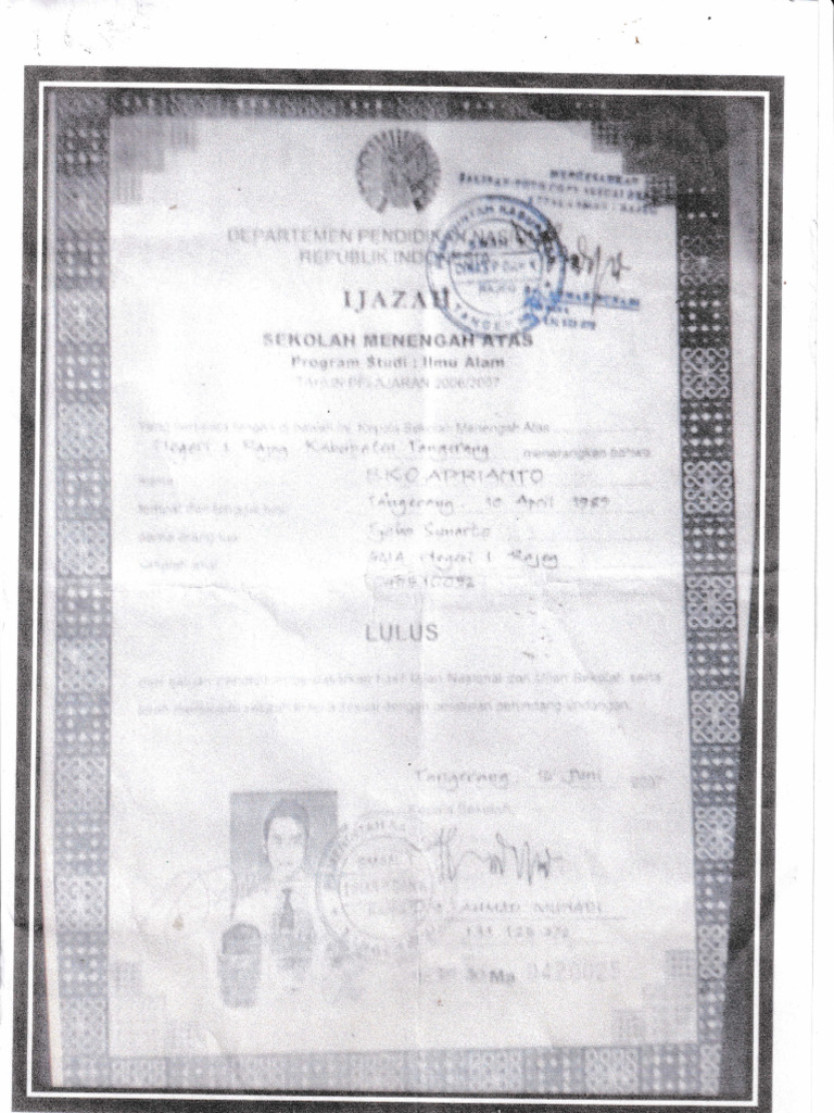 Foto Copy Ijazah | PDF