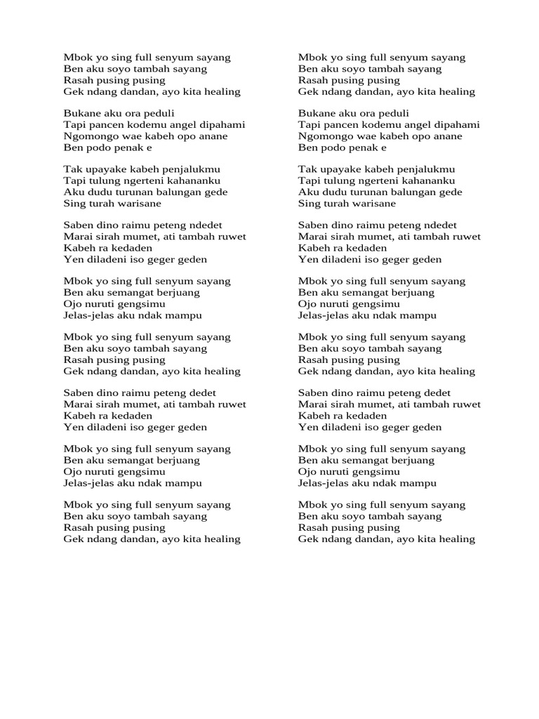 Mbok yo sing full senyum sayang | PDF Mbok yo sing full senyum sayang | PDF