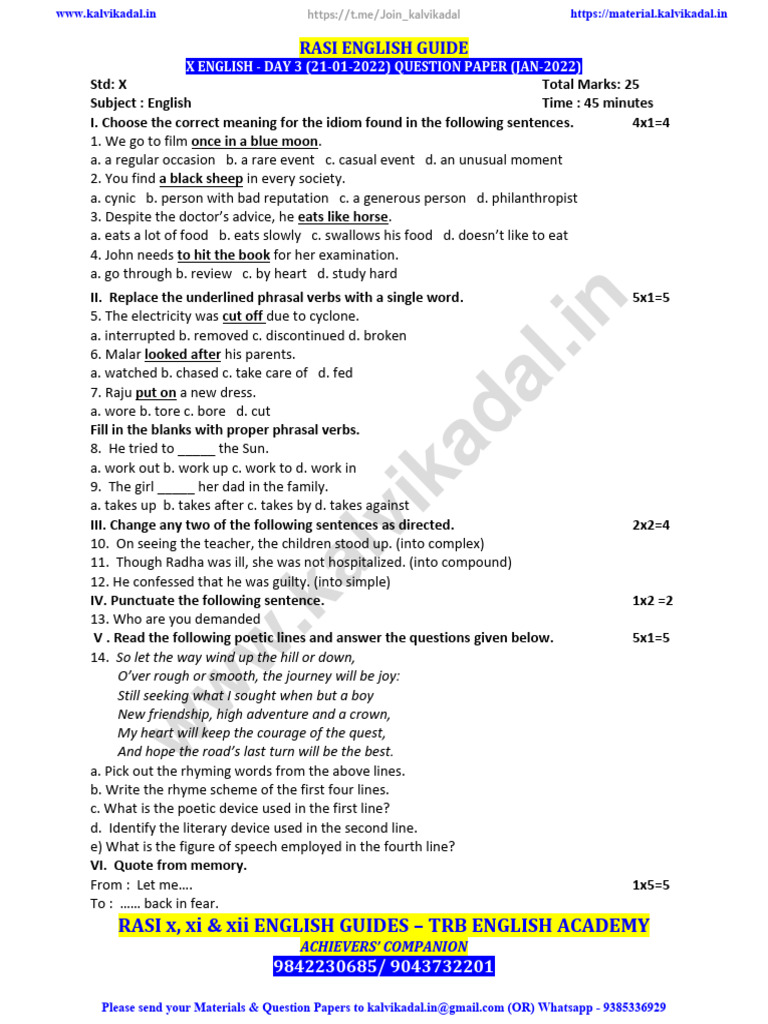 Rasi Day 3 X English | PDF