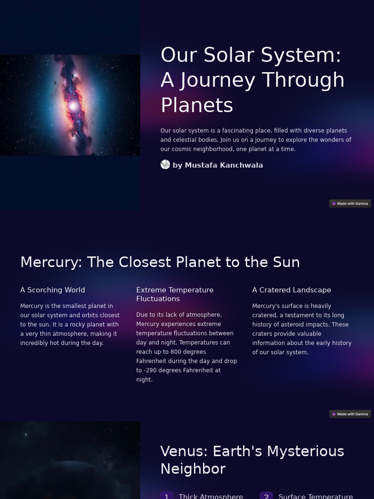 Our Solar System A Journey Through Planets | PDF