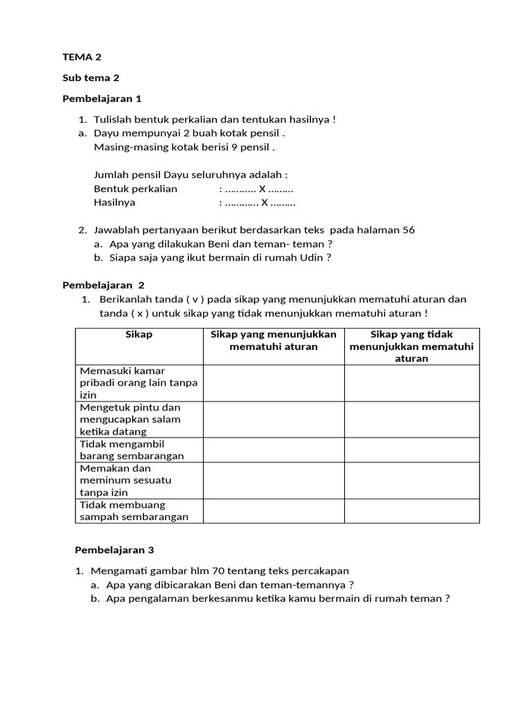 LK Tema 2 Subtema 2 | PDF